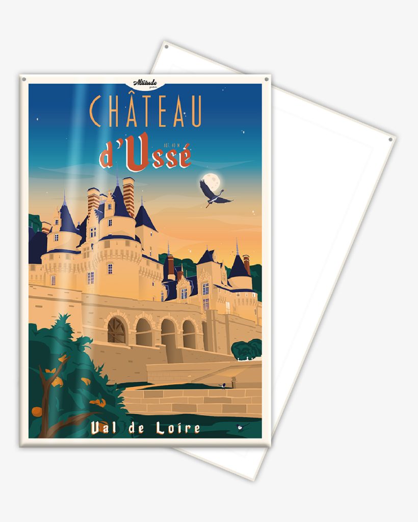 Affiche Cartonnée Château d'Ussé Vintage - Affiche Cartonnée Rétro